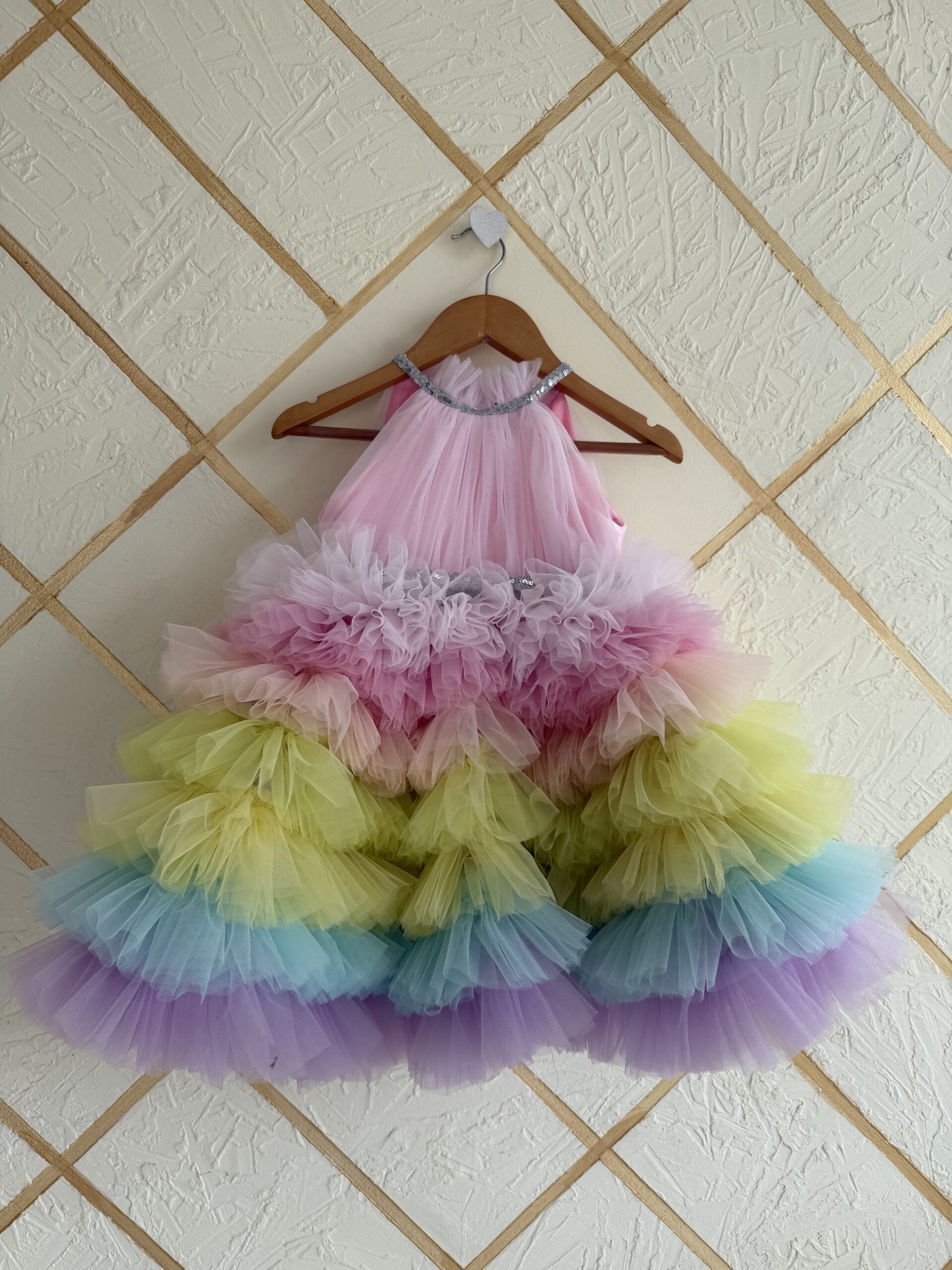 Multicolour layered frock - Rosebud Stitchery | Customized Kids Wear ...
